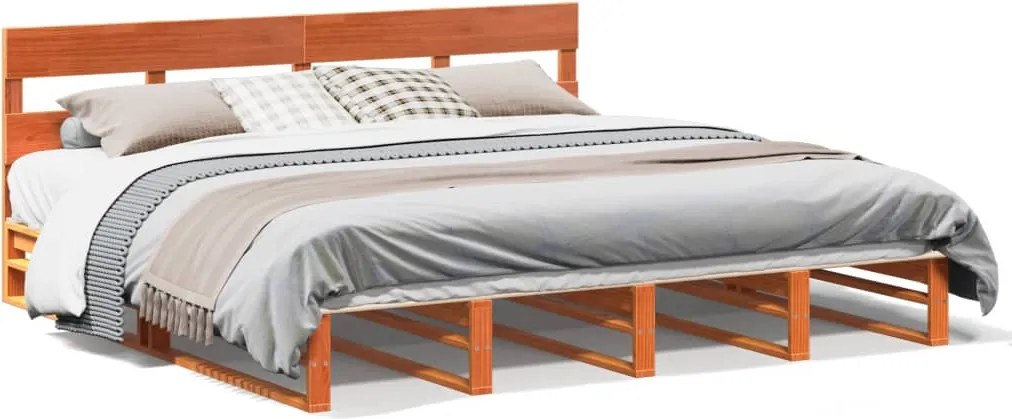 Postel bez matrace voskově hnědá 200 x 200 cm masivní borovice 3302308