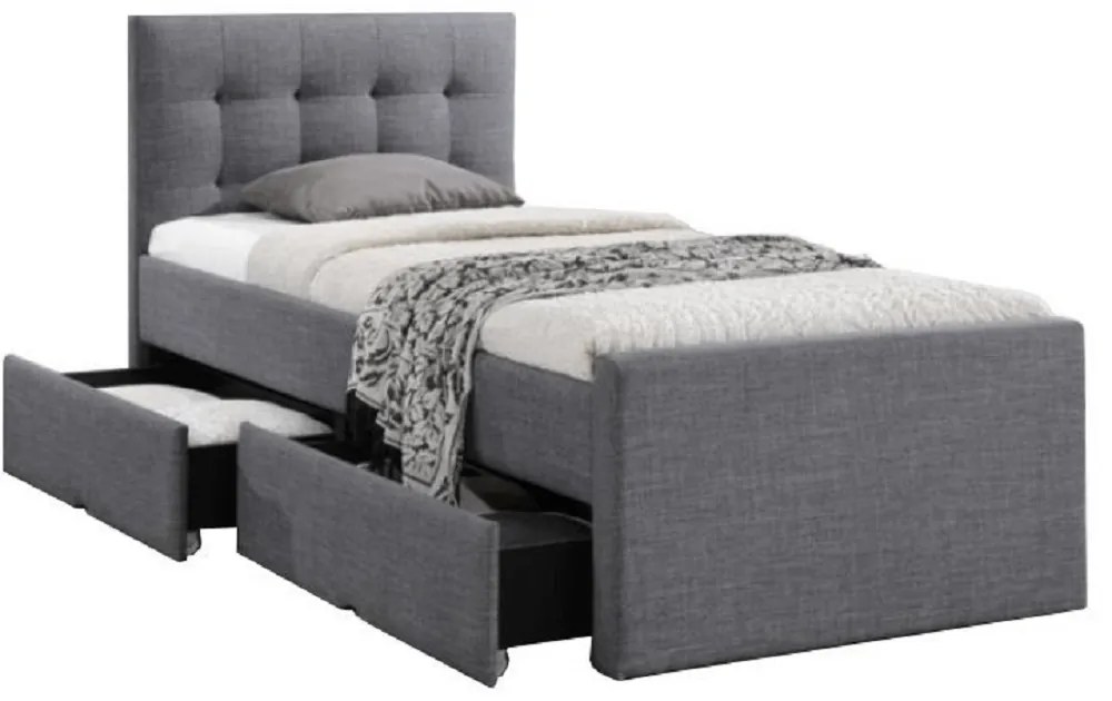Moderní postel VISKA new 90x200 cm, látka šedá
