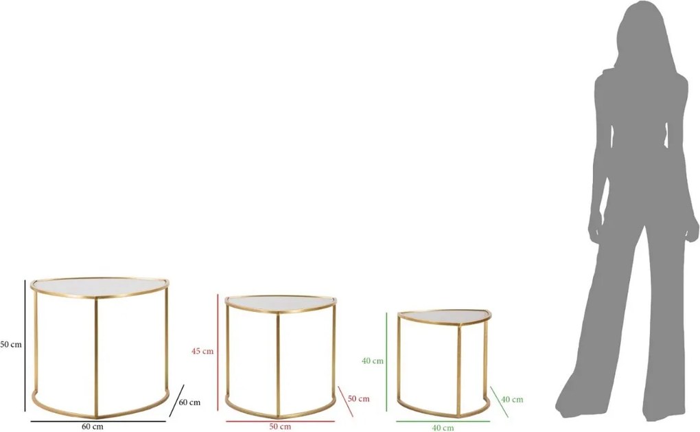 Sada odkládacích stolků Fabienne 60 cm zlatá