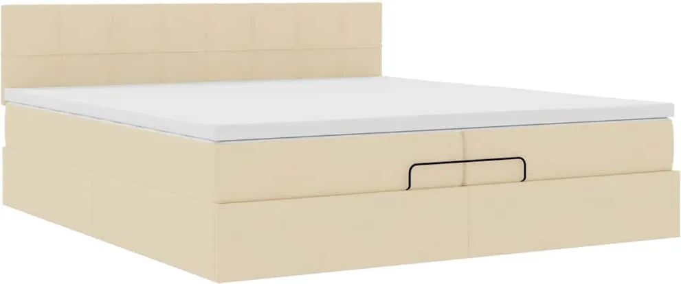 Osmanský rám postele s matrací krémová 200x200cm textil 3312338