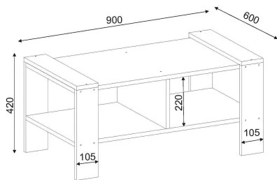 Konferenční stolek ERICA 42x90 cm bílá/hnědá
