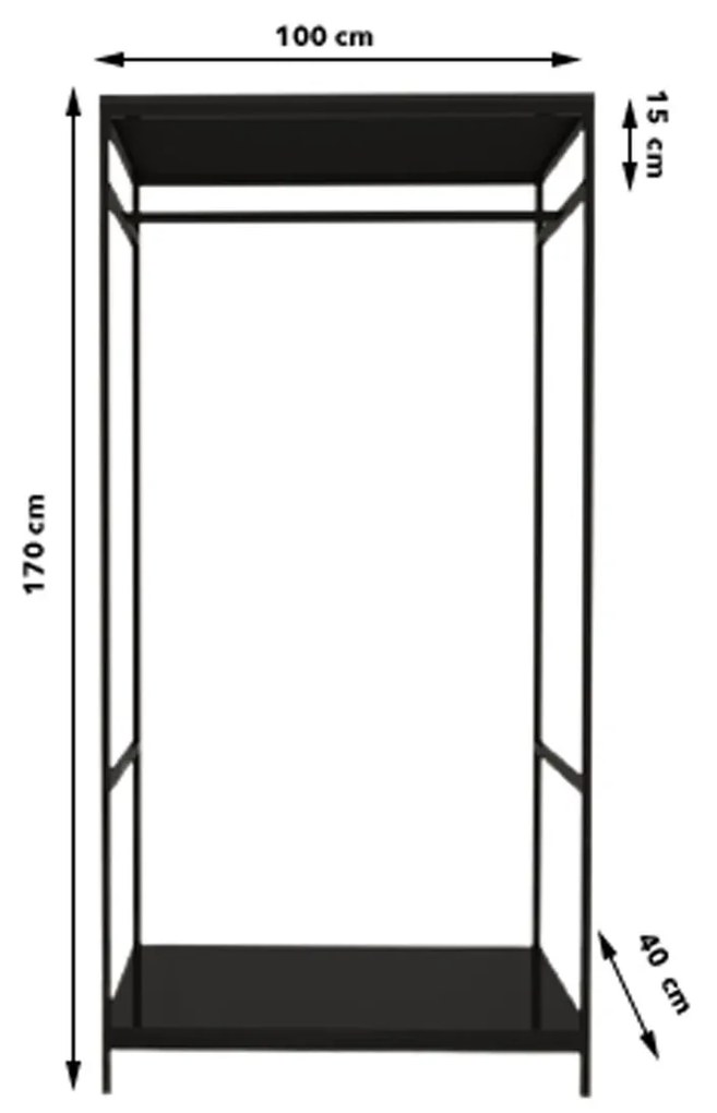 Kalune design Otevřená šatní skříň ANSBACH 170x100 cm