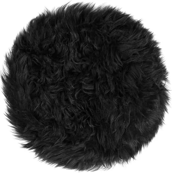 Černý sedák z ovčí kožešiny na jídelní židli Royal Dream, ⌀ 35 cm