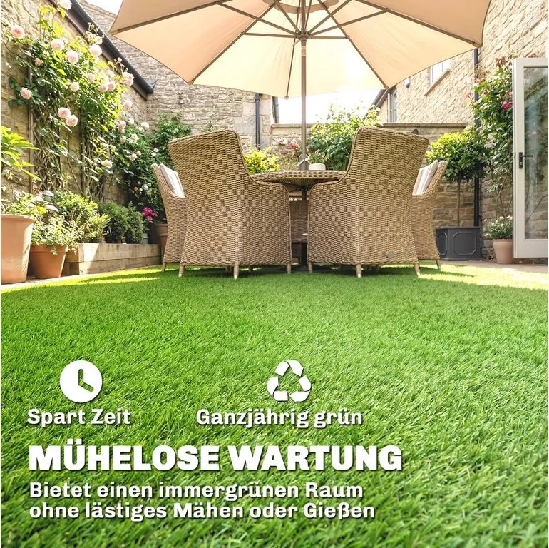Umělý trávník Outsunny 1 × 4 m, výška vlasu 10 mm, samoodvodňovací — zelený