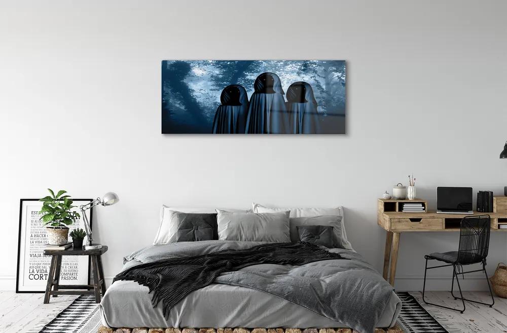 akrylový obraz Lesních stromů strašidelnými postavami 120x60 cm