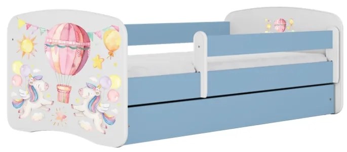 KOCOT KIDS Postel - BABYDREAMS, 70x140 cm, matná bílá/modrá, různé motivy na výběr Motiv: závodní auto, Úložný prostor: s úložným prostorem