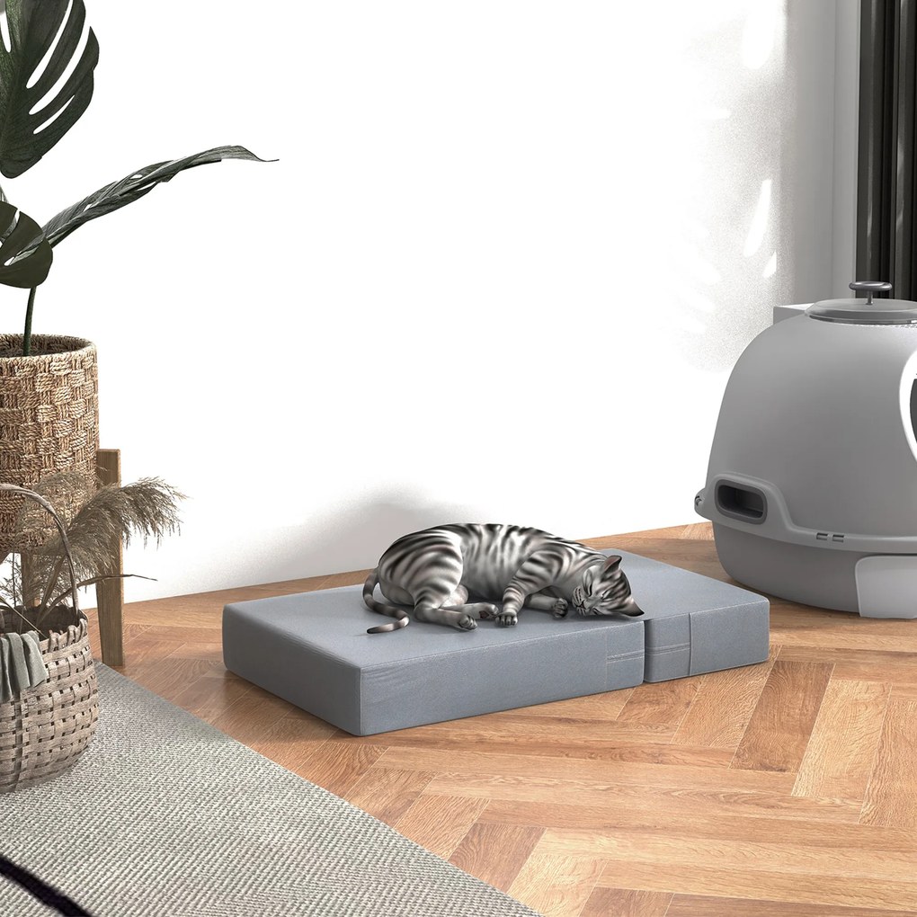 PawHut pet schody skládací dvoustupňová podložka pro psy a kočky šedá L45xW39xH20 cm ideální pro malá zvířata