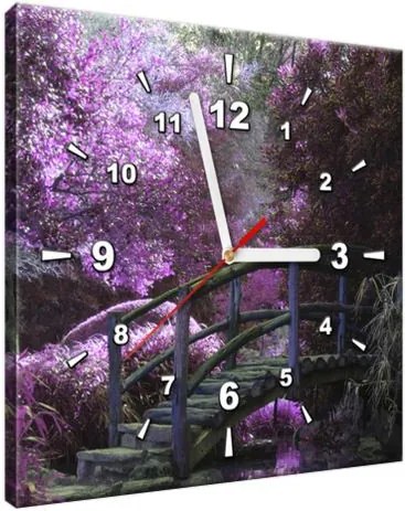 Tištěný obraz s hodinami Tajemný koutek u mostu 30x30cm ZP2393A_1AI