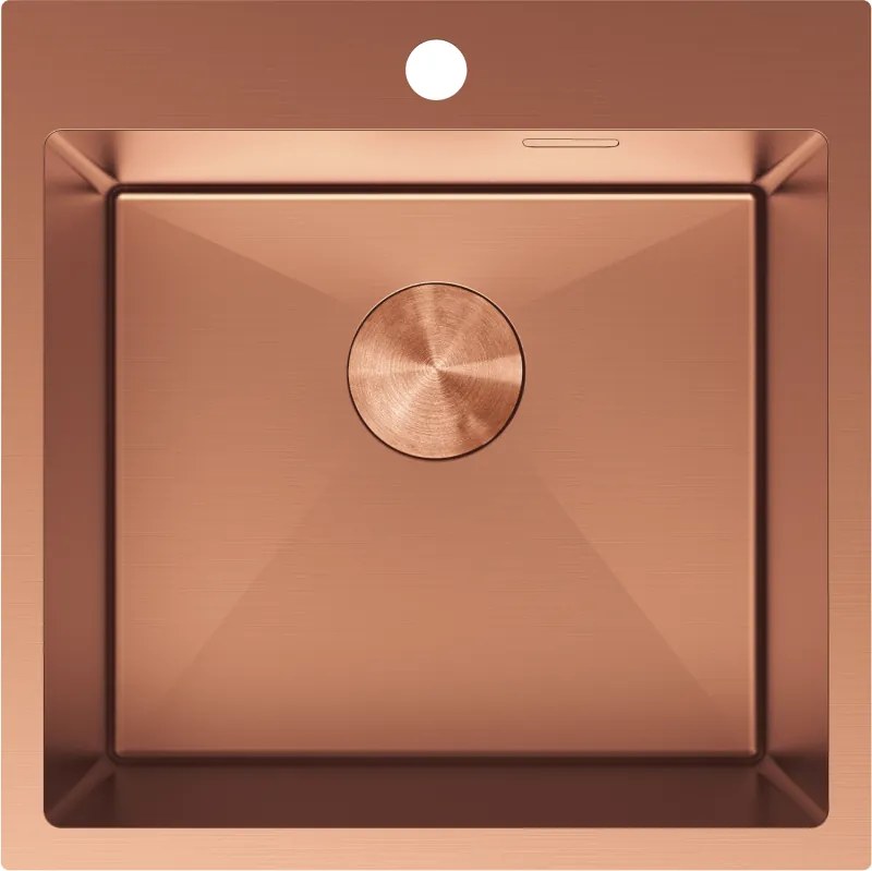 Mexen Solix, 1-komorový nerezový dřez 500 x 500 mm, broušená měď, 6407501000-65