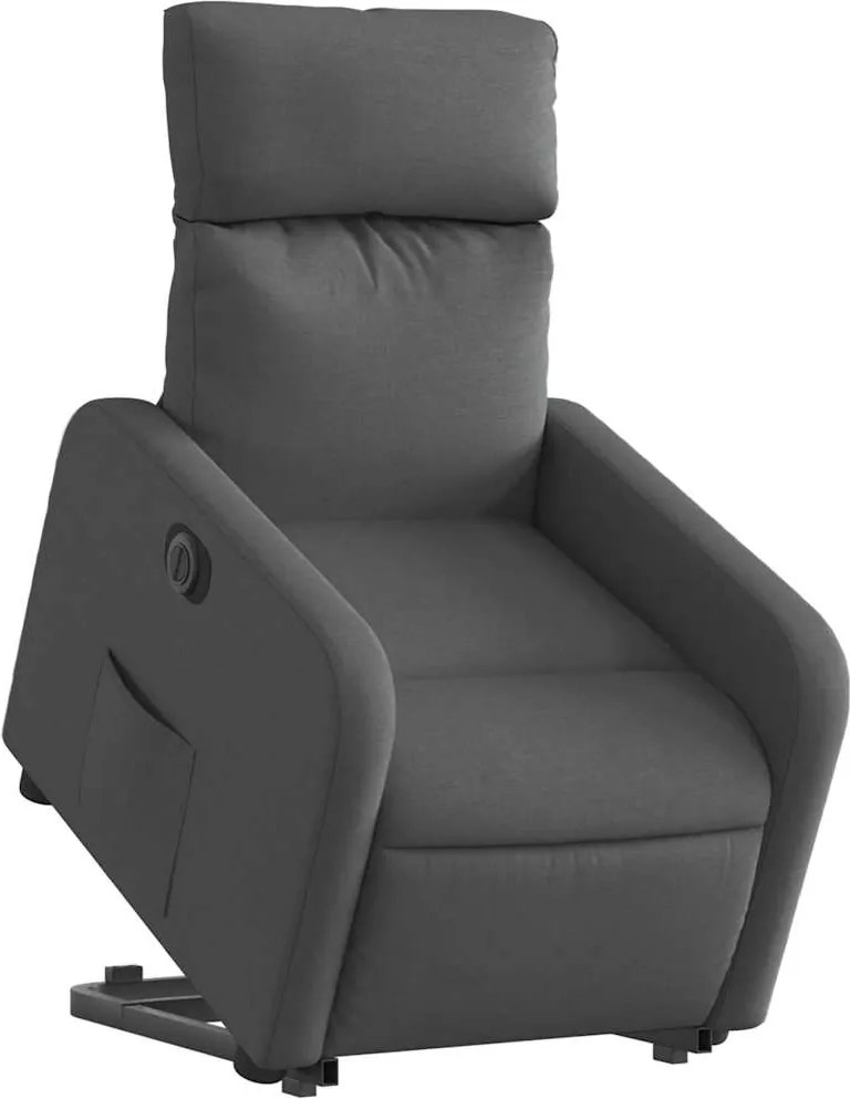 Elektrické zvedací polohovací křeslo tmavě šedé textil 3206718
