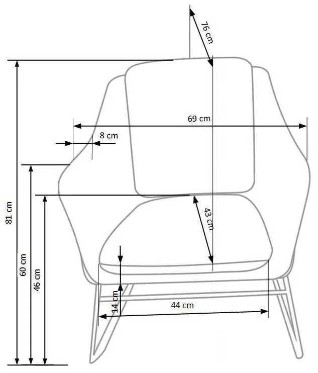 Křeslo Soft III, modrá / zlatá
