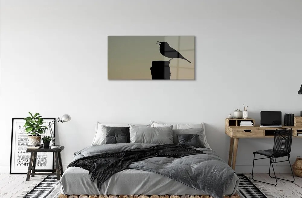 Obraz na skle černý pták 100x50 cm