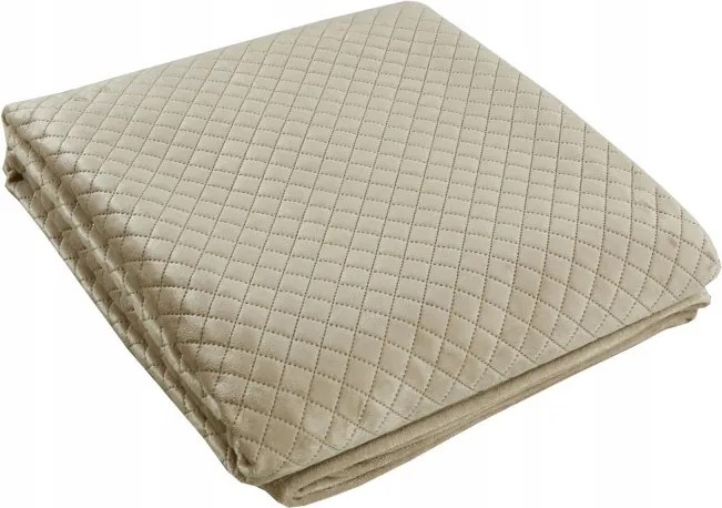 Jednobarevný přehoz na postel 7082 Velvet Prošívaná 200x220 Světle hnědý