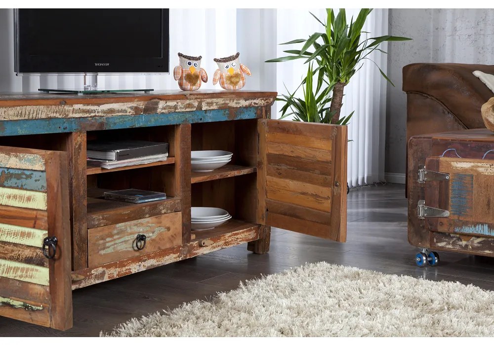 Massive home | Barevný TV stolek z masivu Avadi recyklované dřevo