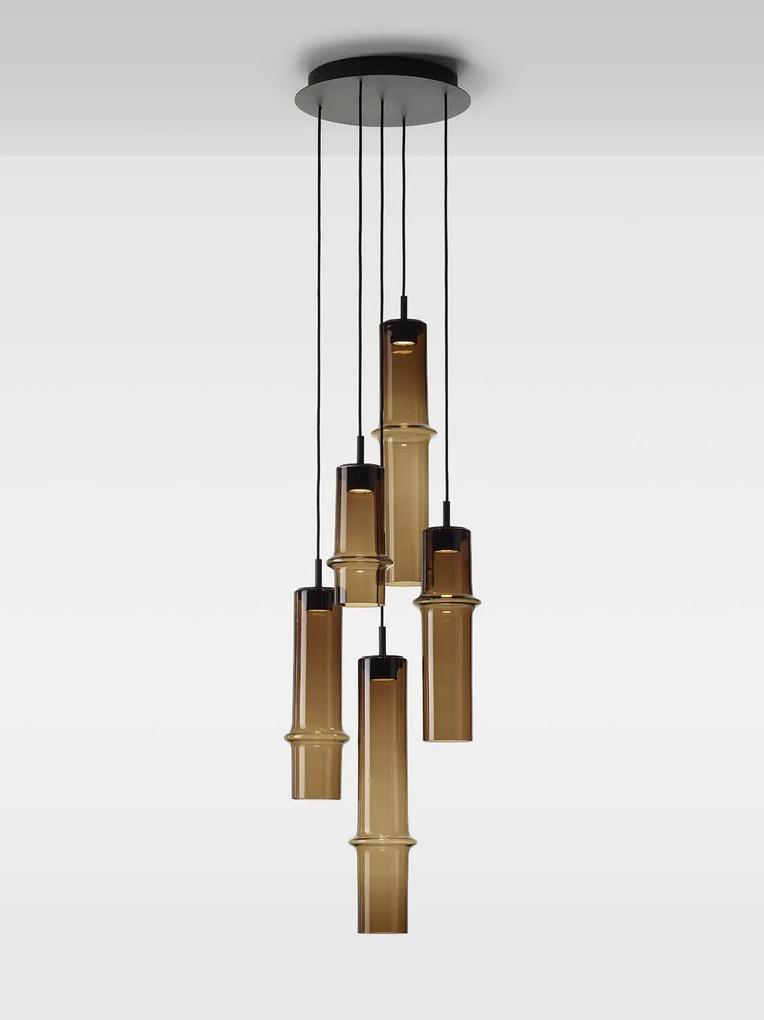 Brokis Designové závěsné svítidlo Bamboo forest single S, PC1327 Stmívání, řízení: nestmívatelná verze, Barva skla: Opalín, Povrchová úprava baldachýnu: Trimless – kabelová verze – černá struktura