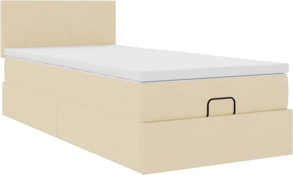 Osmanská postel s matrací & LEDs krémová 90x200 cm látka 3312199