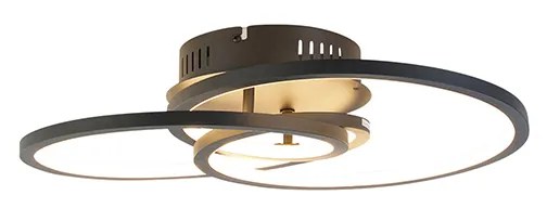 Stropní lampa černá 45 cm vč. LED 3-stupňový stmívač - Rowin