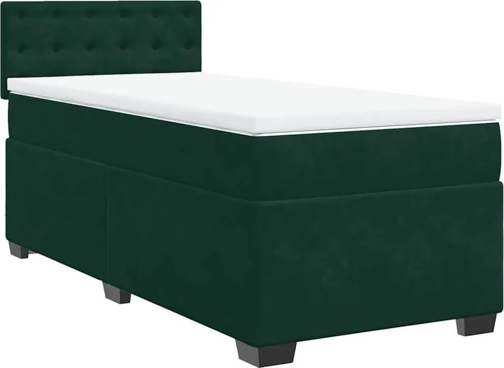 Box spring postel s matrací tmavě zelená 80 x 200 cm samet 3286177