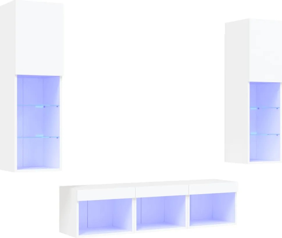 5dílná obývací stěna s LED osvětlením bílá kompozitní dřevo 3216604