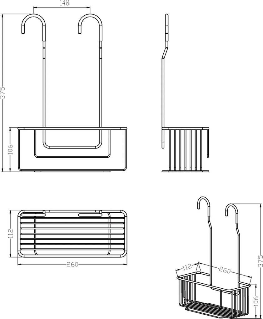 Aqualine, CHROM LINE police do sprchy závěsná, na baterii, chrom, 37006