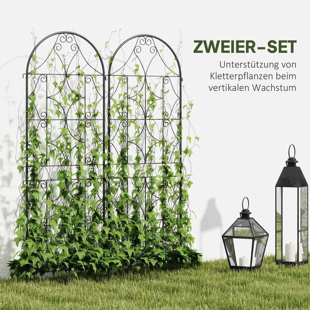 Outsunny Kovová mřížka sada 2 nerezových podpěr pro popínavé rostliny 50x150 cm černá