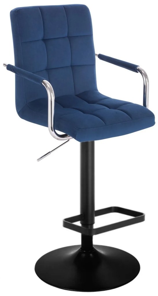 LuxuryForm DESIGN Barová židle VERONA VELUR na černé kulaté podstavě - modrá