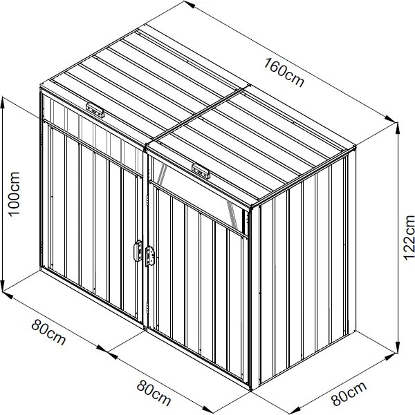 Přístřešek na 2 popelnice BestBerg BBTS-MK2 / 1,3 m² / 160 × 80 × 122 cm / antracit