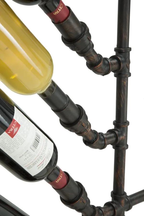 Kovový nástěnný stojan na víno Mauro Ferretti Maniva 8 lahví, černá/měděná