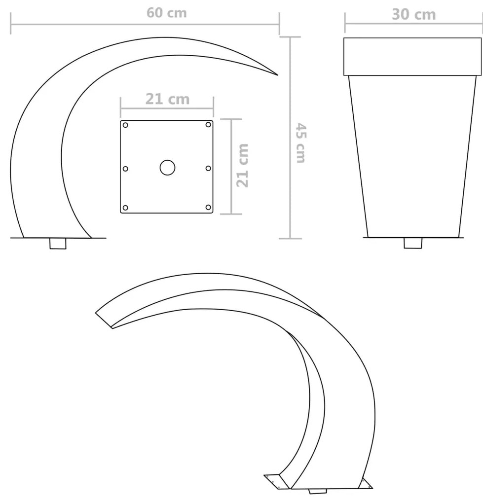 vidaXL Zahradní vodopád bazénová fontána z nerezové oceli 45x30x60 cm