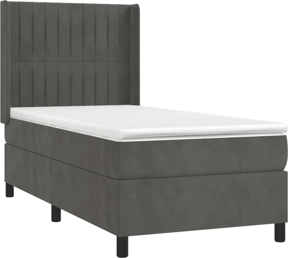 Box spring postel s matrací tmavě šedá 100x200 cm samet 3132784