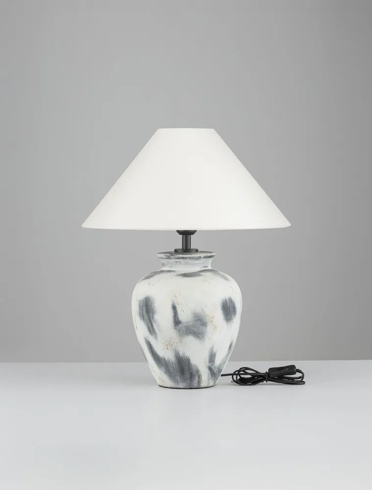 Bílá/šedá keramická stolní lampa s textilním stínidlem (výška 55 cm) Lupe – Nova Luce