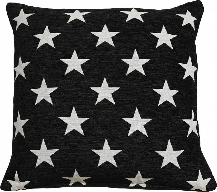 Povlak na polštář Stars – černý 45 × 45 cm