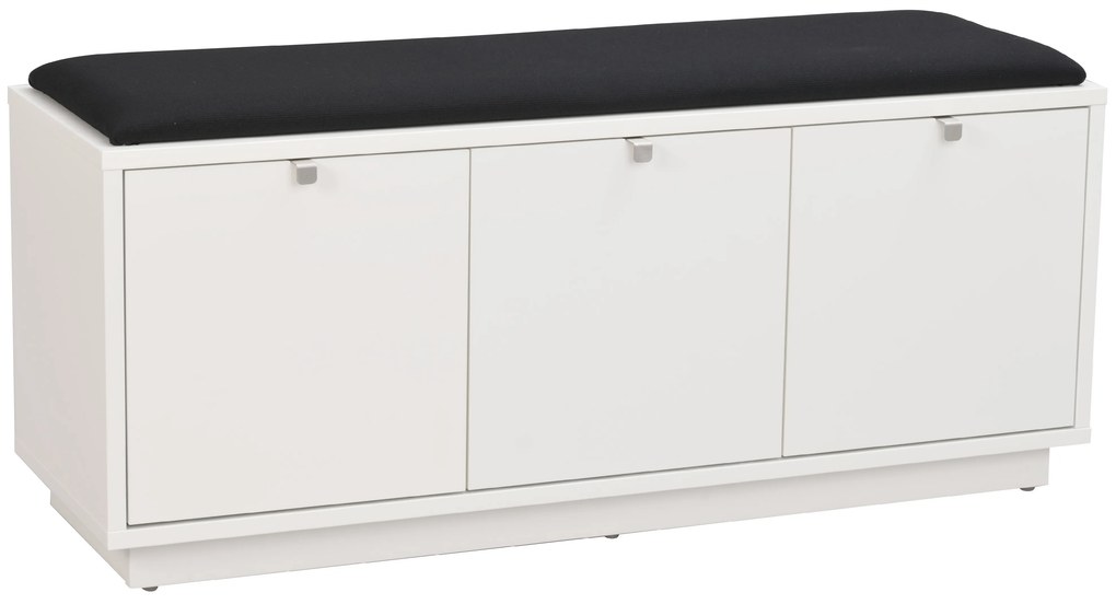 Rowico bílá lavice s úložným prostorem CONFETTI a černým sedákem 106 cm 103763