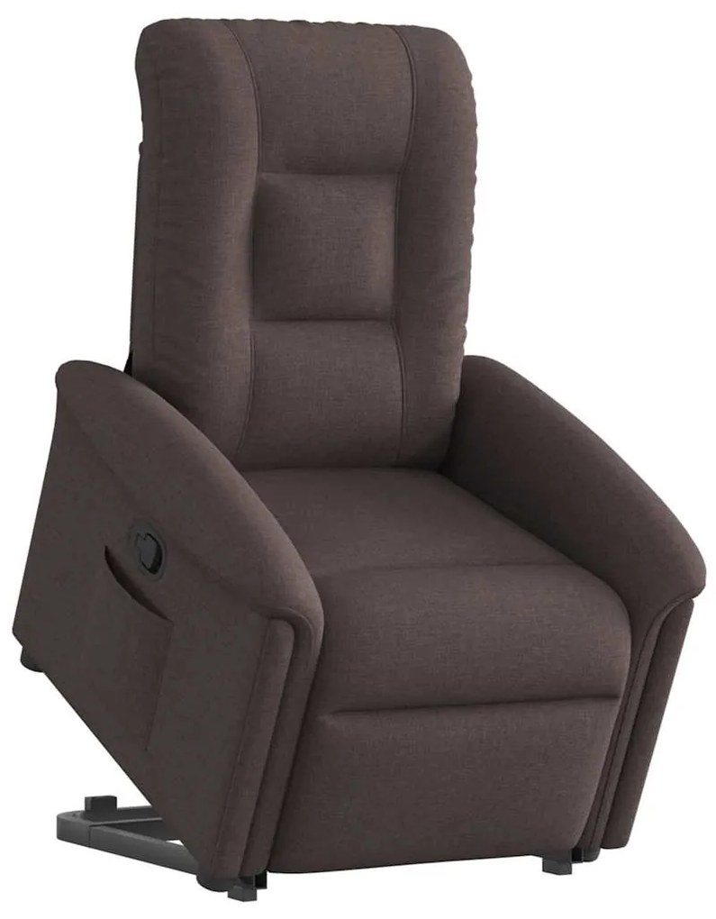 Zvedací polohovací křeslo tmavě hnědé textil 3303259