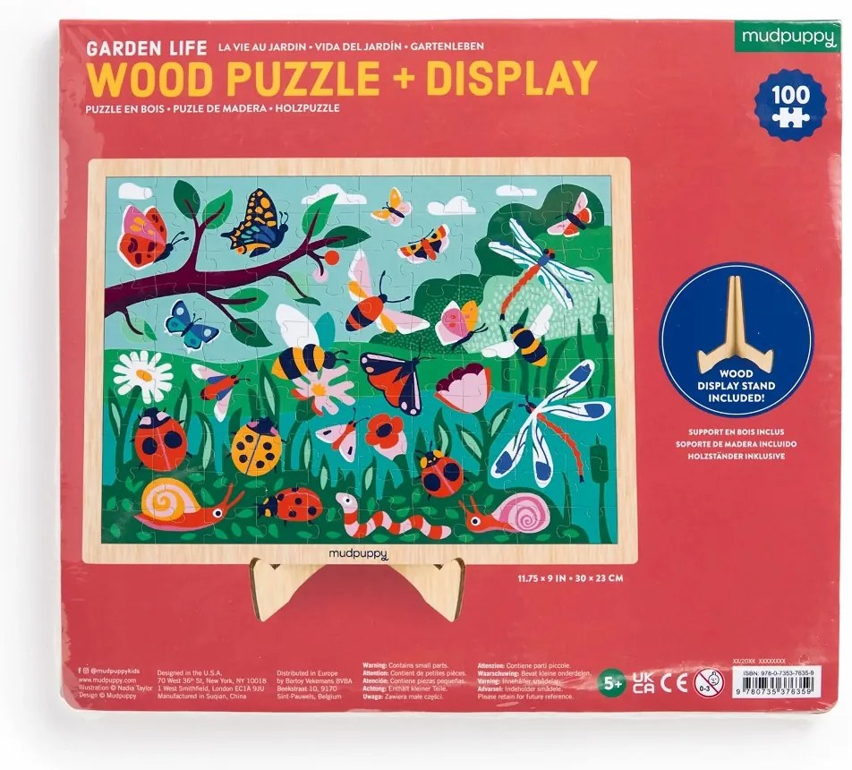 Mudpuppy Dřevěné puzzle Život na zahradě 100 dílků