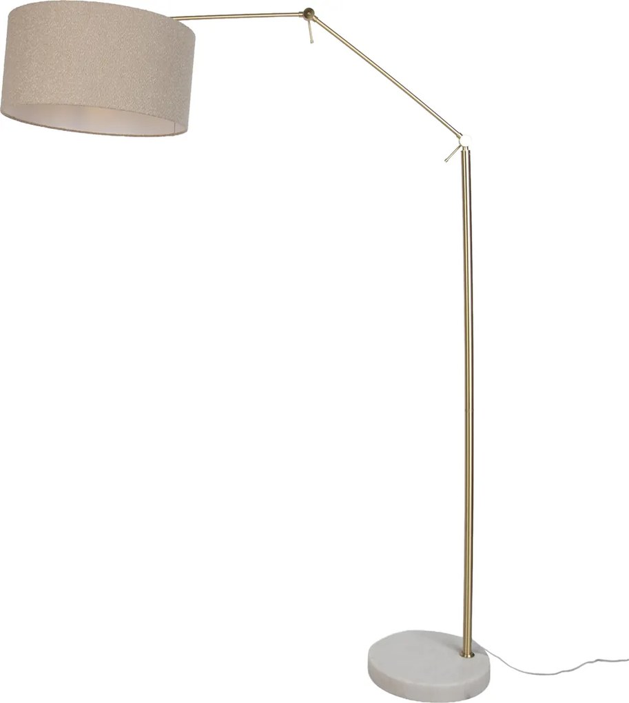 Stojací lampa zlatá nastavitelná s béžovým stínidlem z teddy látky 50 cm - Editor
