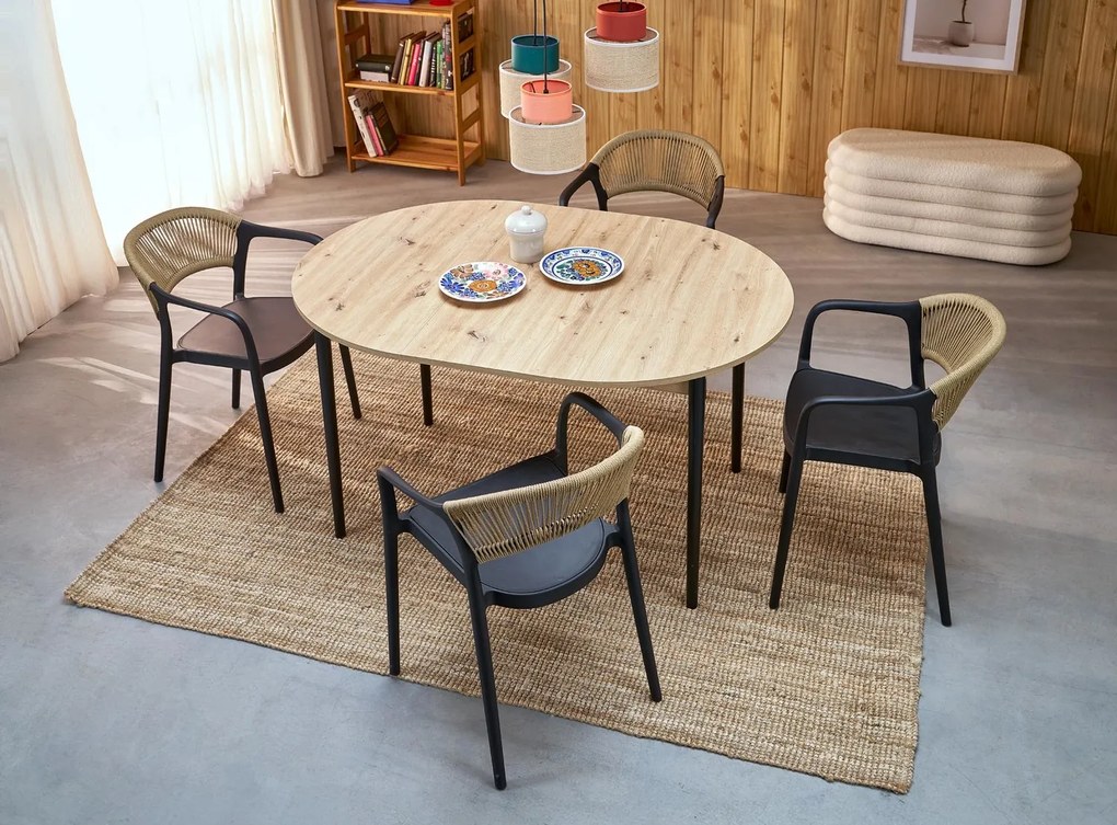Rozkládací jídelní stůl Pivot 102/141 cm dub artisan/černý buk
