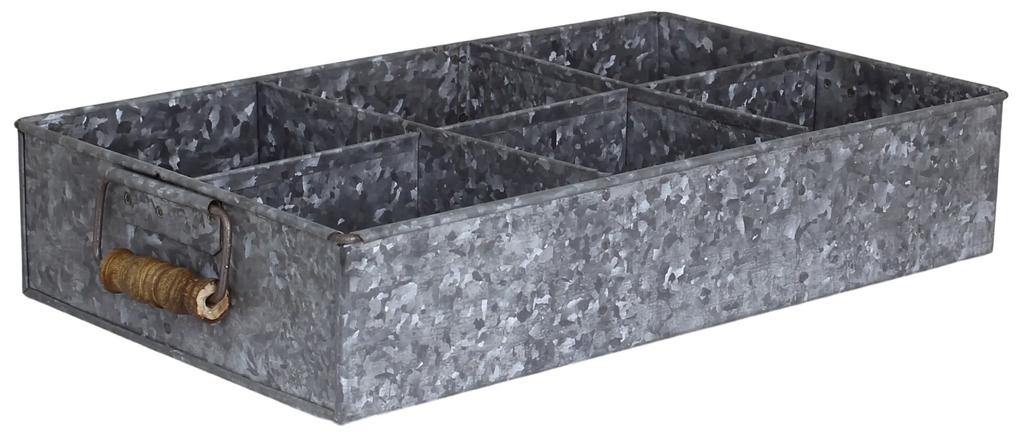 Strömshaga Kovový box s přihrádkami Zinc, šedá barva, kov, zinek