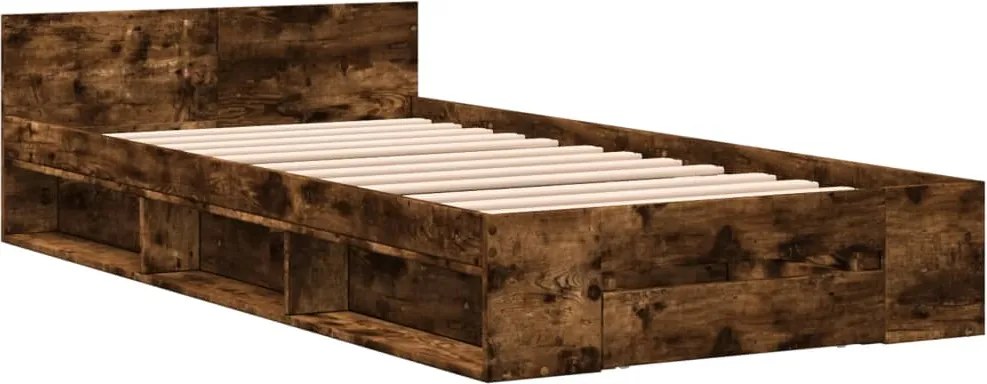 Rám postele se zásuvkou kouřový dub 100x200 cm kompozitní dřevo 3280794
