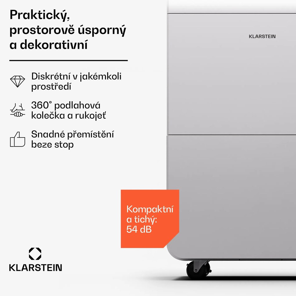 Klarstein DryFy Grand Smart 55, odvlhčovač, WiFi, kompresní, 55 l/24 h, 40-50 m²