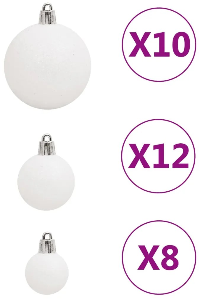 111dílná sada vánočních ozdob bílá polystyren - Default Title