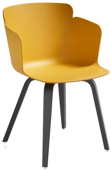 MIDJ - Plastová židle CALLA s dřevěnou podnoží II.