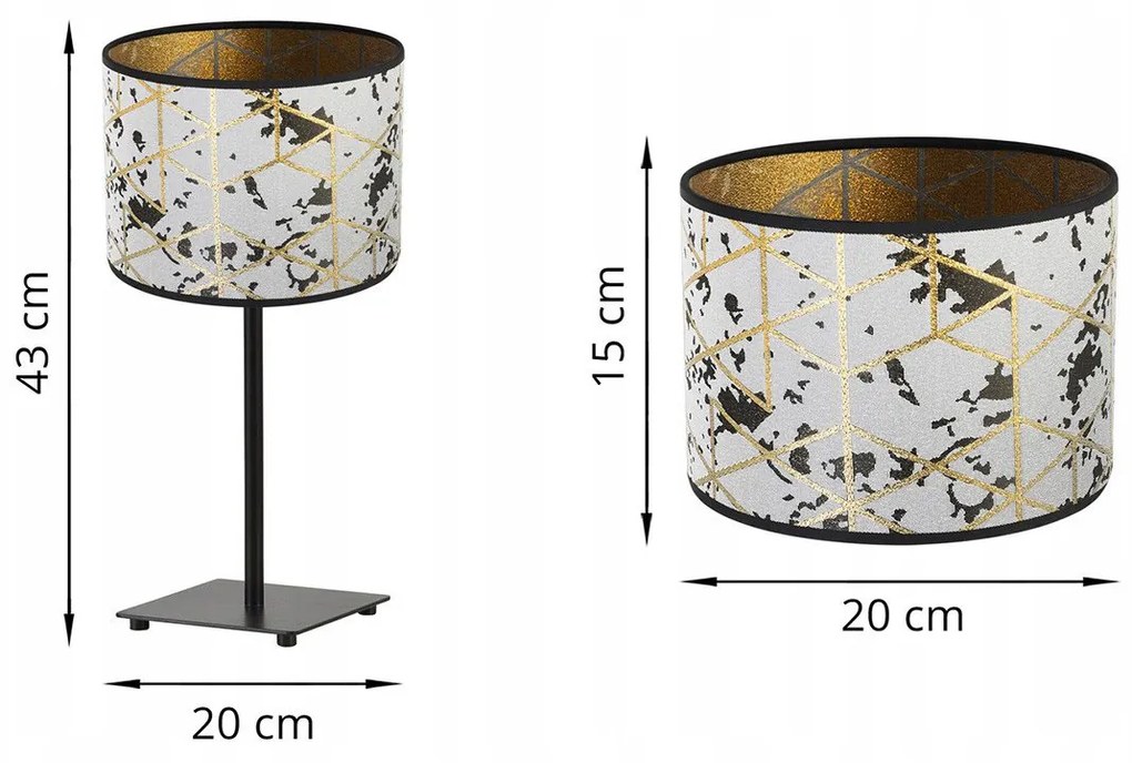 Stolní lampa WERONA 5, 1x šedé textilní stínítko se vzorem, (výběr ze 4 barev konstrukce), G