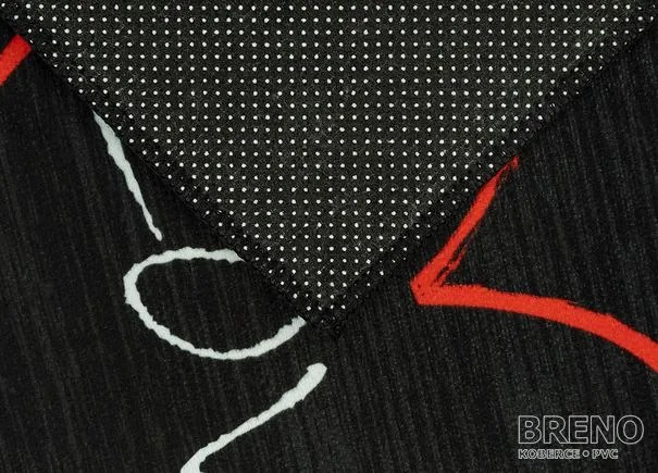 Breno Kusový koberec LUNA 102/black – Cooking with Love, 60x180 cm, Černá/Vícebarevné