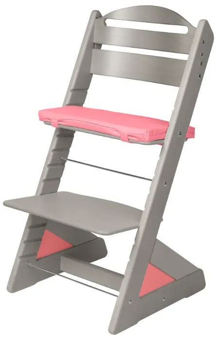 Jitro Dětská rostoucí židle Plus Šedá Černý klín + růžový