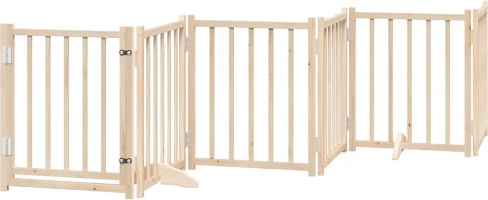 Zábrana pro psy s dvířky skládací 12 panelů 600 cm topol 3155698
