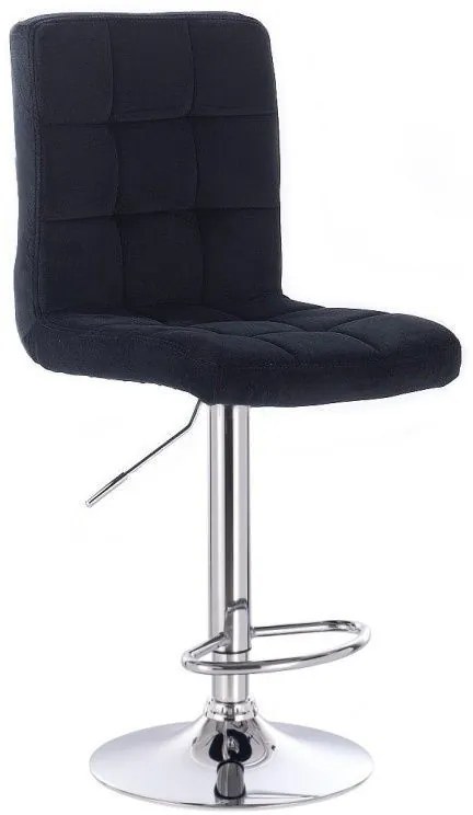 LuxuryForm DESIGN Barová židle TOLEDO VELUR na stříbrné kulaté podstavě - černá