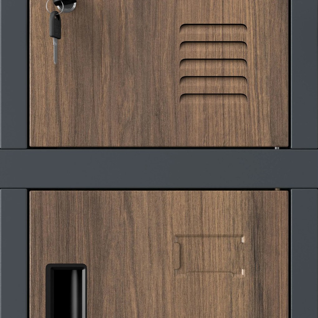 Skříň s 20 uzamykatelnými boxy, antracit/ořech, 1360x1720x450 mm: ROBERT Eco Design