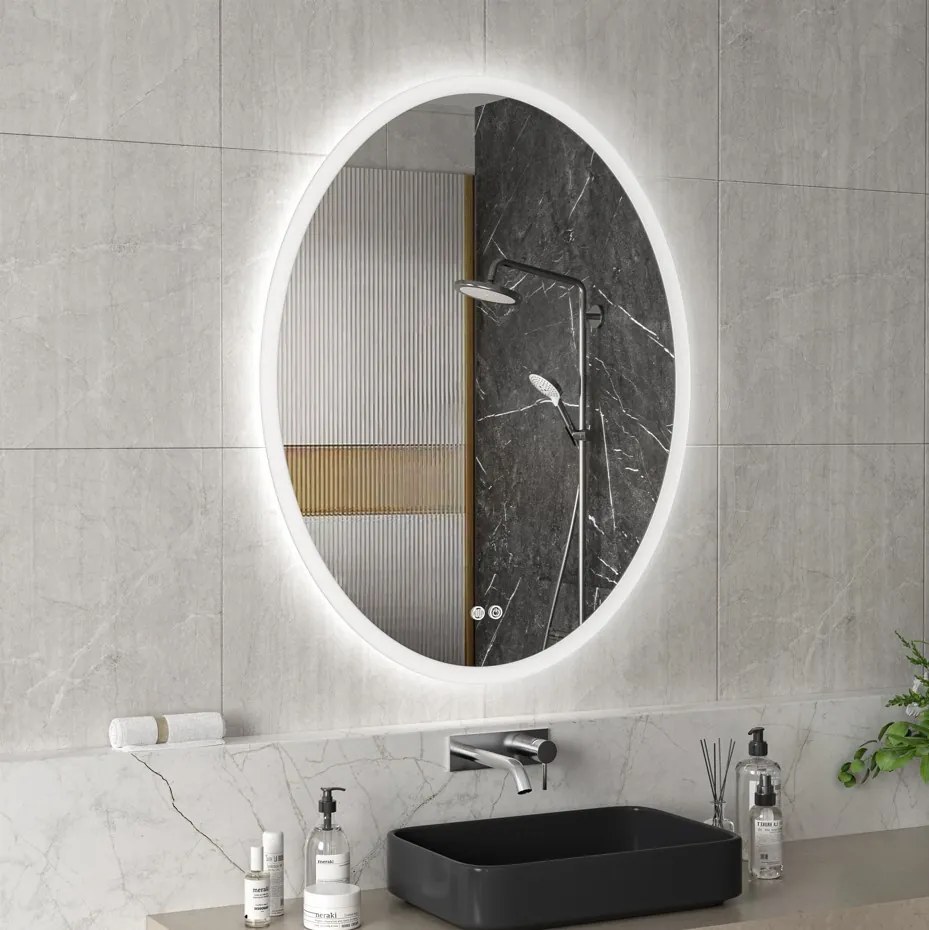 Erga Paola, oválné LED zrcadlo 80x100cm, 2645 lm, 3 barvy světla, přední a zadní osvětlení, ERG-V01-302-1080-00