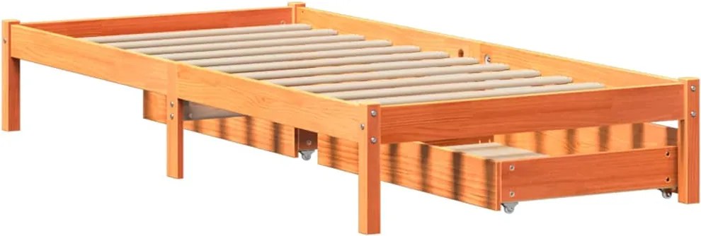 Postel bez matrace voskově hnědá 90 x 200 cm masivní borovice 3301451